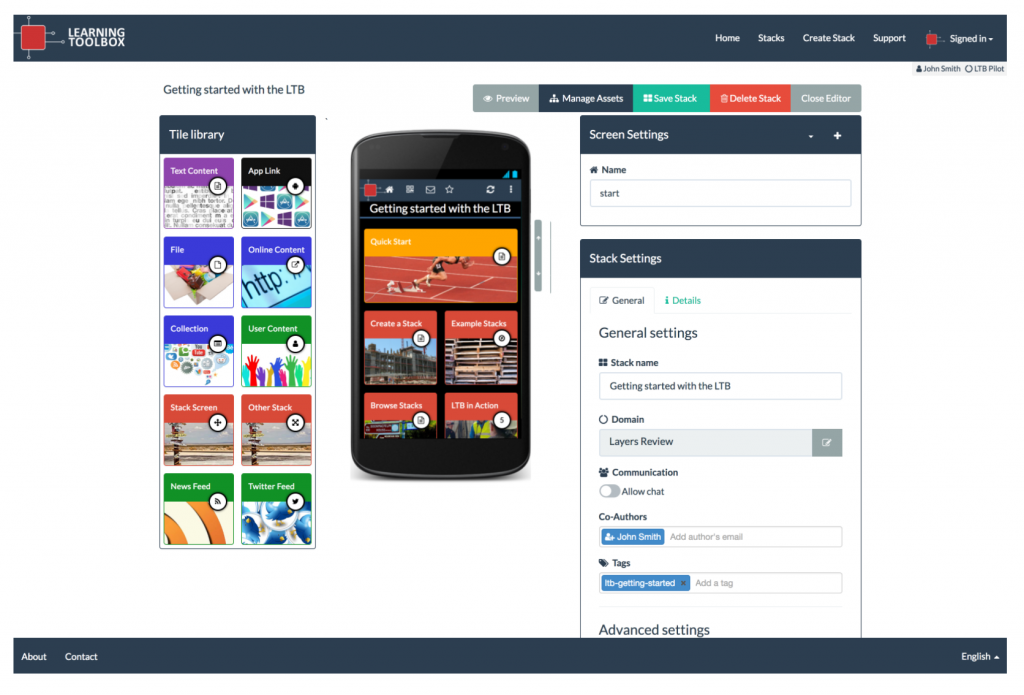 Stack Editor: Edit a stack – Learning Toolbox Support