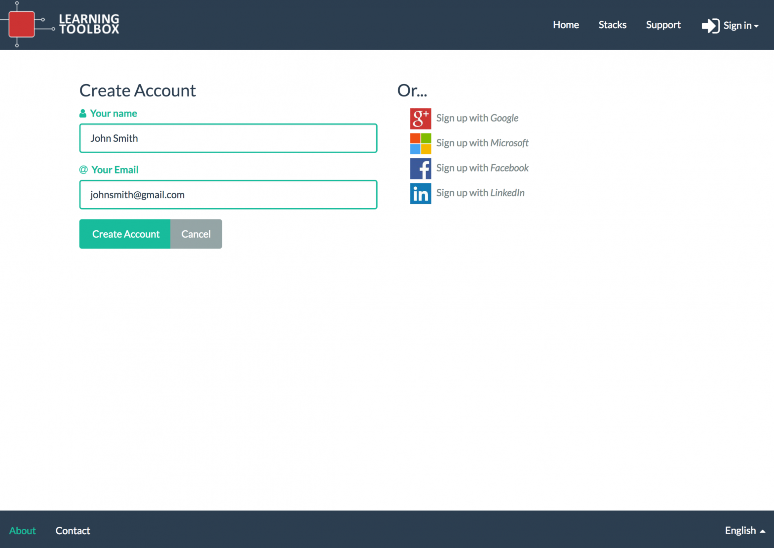 Create an account – Learning Toolbox Support