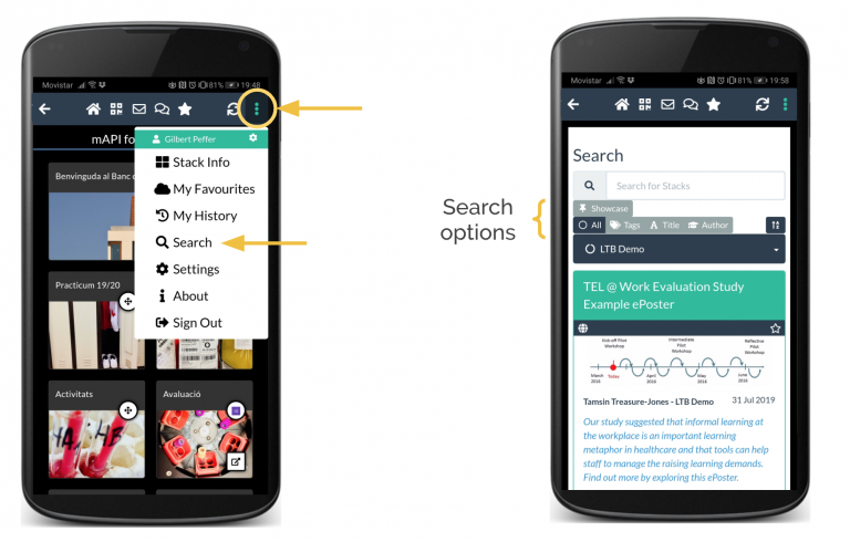 LTB App: Search stacks – Learning Toolbox Support