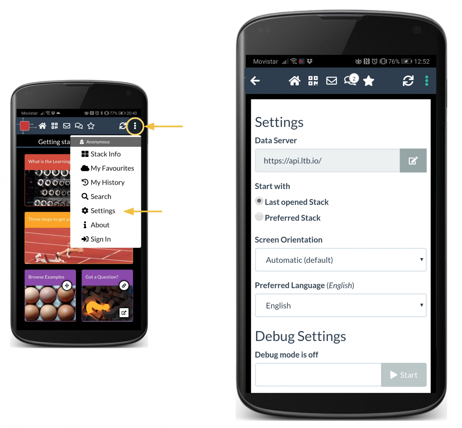 LTB App: Settings – Learning Toolbox Support